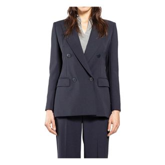 Max Mara Femme, Vestes, Bleu, Taille: 36 FR Blazer Ajust&eacute; en Cr&ecirc;pe de Laine