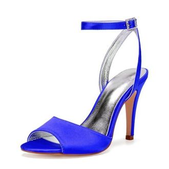 Generic Sandales À Bout Ouvert Mariée Stylet Talons Femmes Eté Talon Mariage Soirée Chaussures Femmes 10.5Cm,Bleu,36 EU