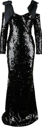 Elisabetta Franchi Femme, Robes, Noir, Taille: 40 FR Abito Lungo Total Paillettes