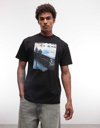 Carhartt Work in Progress T-Shirt in Schwarz mit Warm Views-Print auf Vorder- und R&uuml;ckseite