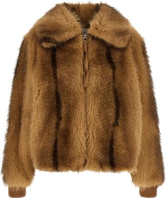 Nude Faux Fur Bomber Jacket - - Jackets - Damen - Braun - M