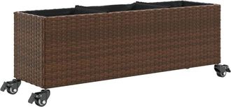 vidaXL Jardini&egrave;re avec roulettes et 3 pots marron 107x32x38 cm rotin vidaXL