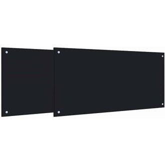 vidaXL K&uuml;chenr&uuml;ckwand 2 pcs Schwarz 100 x 50 cm Geh&auml;rtetes Glas vidaXL