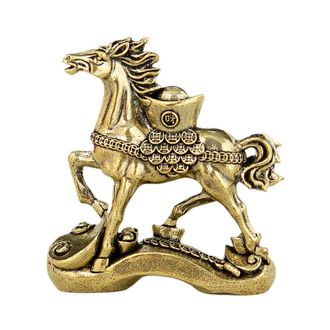 Generic Kleine Pferdefiguren | 2026 Messing Chinesische Goldene Heimdekoration,Chinesisches Maskottchen Als Tischstatue Skulptur,F&uuml;r Reichtum Erfolg Und Gl&uuml;ck
