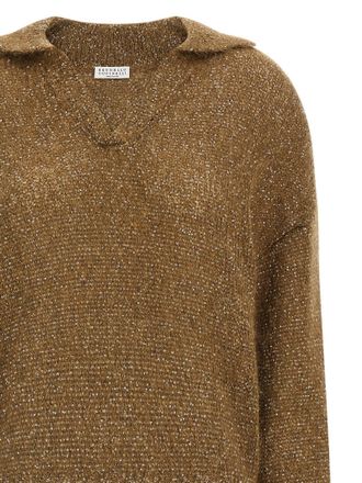 Brunello Cucinelli Sequin-Embellished Mohair Blend Sweater - Brown