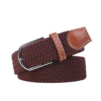 Generic Ceinture &eacute;lastique en toile tiss&eacute;e avec boucle ardillon tricot&eacute;e pour homme et femme, 14, 3.3cmX107cm