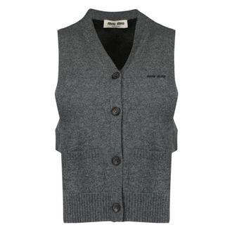 Miu Miu Cashmere Cardigan Vest - - Jackets - Damen - Grau - M