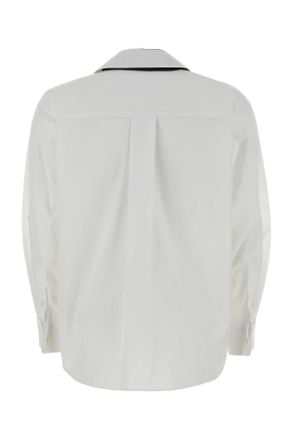 sacai Womens White Poplin Shirt Offwhitewithsatintie Exterior: Polyester Cotton Camicie