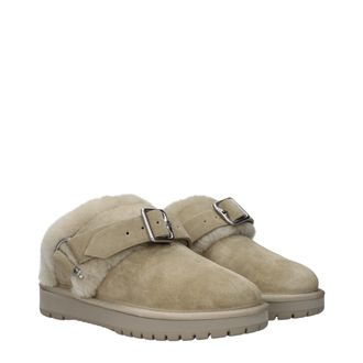 Burberry Womens Green Leather Slippers