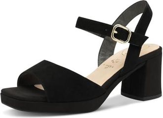 Tamaris Comfort Sandales Femme &agrave; Talon Cuir avec Bride r&eacute;glable, Black Suede, 40 EU