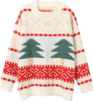 Generico Pull de Noël laid pour femme Pull dautomne pour femme Pull en tricot pour femme pour Noël Sweat décontracté en polaire épaisse avec imprimé haut ample