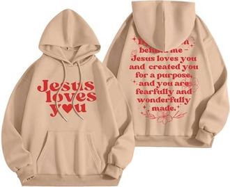 Generic Sweat &agrave; capuche &agrave; manches longues pour la Saint-Valentin 2026 pour femme, kaki, XXL