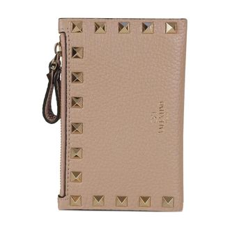 Valentino Rockstud genarbtes Kalbsleder Kartenetui mit Rei&szlig;verschluss - - Accessories - Damen - Rosa - ONE SIZE