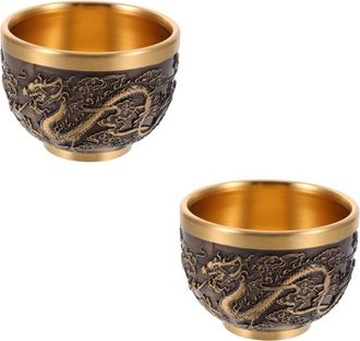Cabilock Teebecher Drache 2st Teetasse Messing Kleiner Sake-becher Geldschale Heidnisches Ritueller Kelch Feng-shui-becher Segenstasse Teetasse Vintage Mini-te
