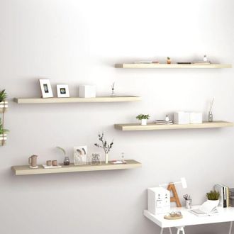 vidaXL Schweberegale 4 Stk. Eichen-Optik 120x23,5x3,8 cm mdf - Vidaxl