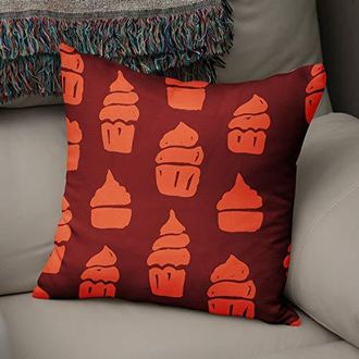 Bonamaison Le Jardin du Lin Kissen Zierkissenbezug Kissenbezug, Orange & Bordeaux Dekoration, Für Zuhause Autos Büro Sofa Wohnzimmer Couch Schlafzimmer Dekor, 50