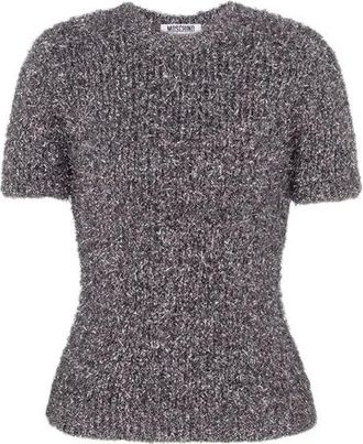 Moschino Femme, Pulls, Gris, Taille: 34 FR Pull en tissu &agrave; effet m&eacute;tallis&eacute;