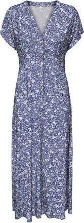 Only Damen Kleid ONLNOVA LIFE VIS MOLLIE LONG DRESS AOP (DE/NL/SE/PL, Alphanumerisch, S, Regular, Regular, Skipper Blue 619 Lovely cali)