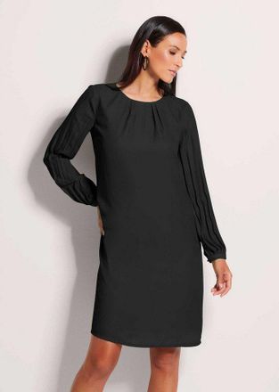 Madeleine Midikleid Elegantes, gerades Langarmkleid Gestreiftes Design mit elegantem Rundhalsausschnitt