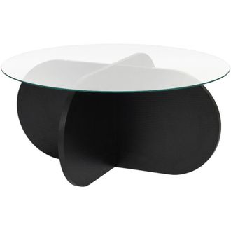 Calicosy Table basse avec pieds crois&eacute;s et plateau en verre tremp&eacute; D75 cm - AERIS