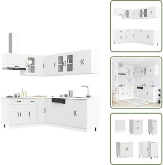 vidaXL 11-tlg. K&uuml;chenschrank-Set Kalmar Wei&szlig; Holzwerkstoff - K&uuml;chenschrank-Set - K&uuml;chenschrank-Sets - K&uuml;chenzeile Einbauk&uuml;che - K&uuml;chenschrank