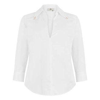 Elisabetta Franchi Baumwollbluse mit V-Ausschnitt - - Blouses & Shirts - Damen - Wei&szlig; - XS