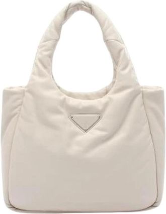 Prada Pre-owned Sac Cabas en Cuir Souple Rembourr&eacute; - Femme - Pre-owned - Beige - Taille: ONE Size
