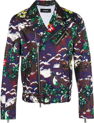 Dsquared2 tropical print biker jacket - Multicolore