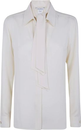 Max Mara Femme, Blouses et Chemises, Blanc, Taille: 44 FR Silk Scarf Shirt