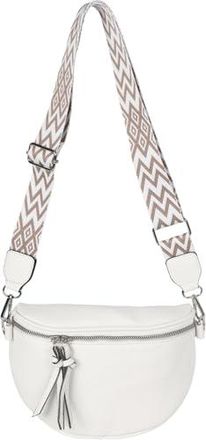 styleBREAKER Femme Croix Lune Sacs à bandoulière Unicolore, bandoulière réglable avec motif en zigzag losange 02012401, couleur:Blanc