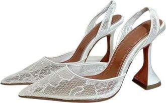 Generic YUJIEBB Sandales &agrave; talons hauts en maille transparente avec dentelle et sangle arri&egrave;re pour femme, Blanc 01, 39.5 EU