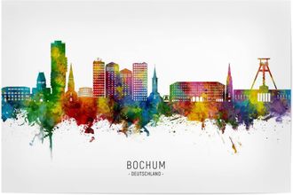 artboxONE Poster 30x20 cm Städte Bochum Germany Skyline txt hochwertiger Design Kunstdruck - Bild Bochum bunt City