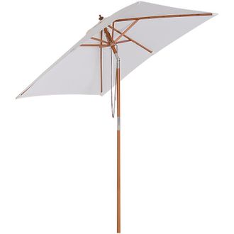 OUTSUNNY Parasol rectangulaire inclinable bois polyester haute densit&eacute; 2L x 1,5l x 2,3H m cr&egrave;me