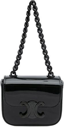 Celine mini sac à main Claude Chain verni(2000-2025) - Noir