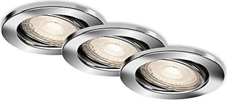 Briloner Leuchten - LED Einbauleuchten, Einbaustrahler 3er Set, Deckenlampen dimmbar, schwenkbar, GU10 je 5,5 Watt, je 460 Lumen, 3.000 Kelvin, IP23, Chrom, 86