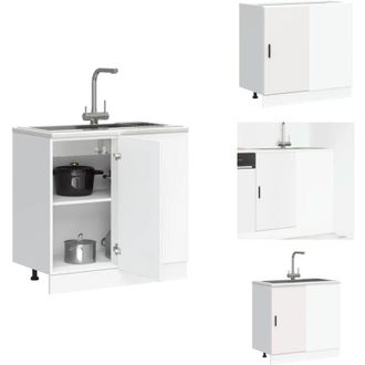 vidaXL Sp&uuml;lenunterschrank Wei&szlig; Holzwerkstoff - Sp&uuml;lenunterschrank - Sp&uuml;lenunterschr&auml;nke - K&uuml;chenunterschrank - Unterschrank F&uuml;r K&uuml;che