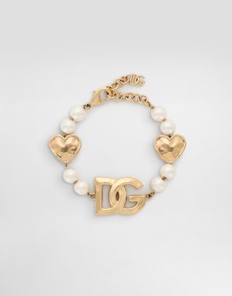 Dolce & Gabbana Armband Mit Herzen Und Dg-logo - Frau Bijoux Gold Metall Onesize