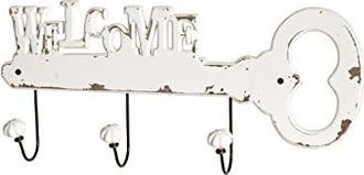 Haku Möbel Garderobenleiste weiß gewischt, Keramik, MDF, Metall - Maße: B 50 cm x H 22 cm x T 7 cm, Style: Modern