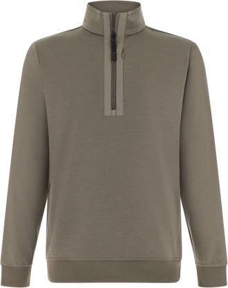 Boggi Milano Homme, Sweatshirts et sweats &agrave; capuche, Beige, Taille: S SweaT-shirt Wooltech Col Polo Montant