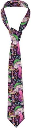 Generic Cravate DAffaires Champignons N&eacute;on Color&eacute;s Noir Psych&eacute;d&eacute;lique R&eacute;glable Cravates Tendance Cravate Homme Pour Mariage F&ecirc;te &Eacute;v&eacute;nements