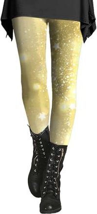 Generic Legging de sport &agrave; paillettes pour femme avec pantalon doux et fin pour enseignant, jaune, 5XL