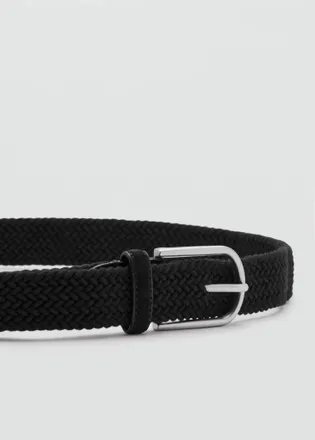 Mango Ceinture 100% cuir tress&eacute; noir - Homme - 100 - MANGO MAN