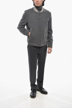 Corneliani Virgin Wool Blend Bomber Jacket with Zip Closure Corneliani