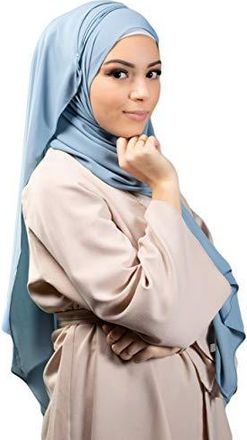Lamis Hijab Hijab mousseline de soie opaque format maxi 200X70 pour femme musulmane voilée MS000 (Bleu Ciel)