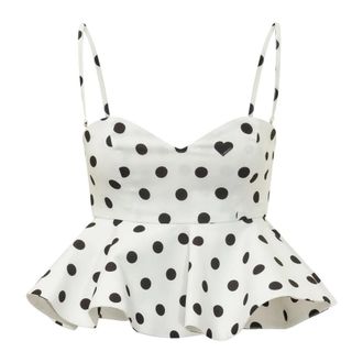 Fiorucci Polka-Dot Peplum-Oberteil - - Tops - Damen - Wei&szlig; - 2XS
