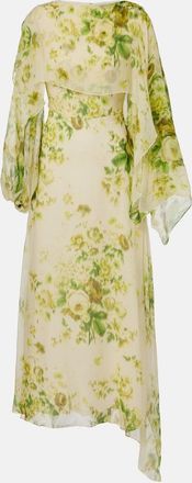 Erdem Robe midi en soie drap&eacute;e &agrave; imprim&eacute; floral