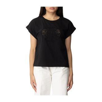 Twinset Oval T-Shirt aus Spitze - - Tops - Damen - Schwarzk - M