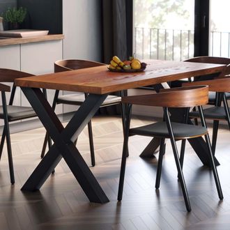 Lamofootwear Manufaktur Esstisch K&uuml;chentisch Schreibtisch Couchtisch aus Massivholz, 140x80x76 cm (AxBxH), Design, Dunkel/Schwarz, LAG-01-A-004-9005D