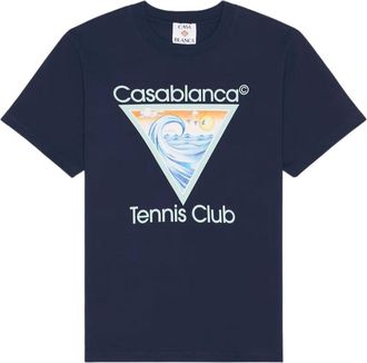 Casablanca Homme, Tops, Bleu, Taille: L T-shirt avec ic&ocirc;ne du Tennis Club imprim&eacute;e
