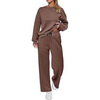 Generic Surv&ecirc;tement d&eacute;contract&eacute; pour femme - Sans capuche - Manches longues - Confortable - Sweatshirts et pantalons de jogging - Surv&ecirc;tement de sport - 2 pi&egrave;